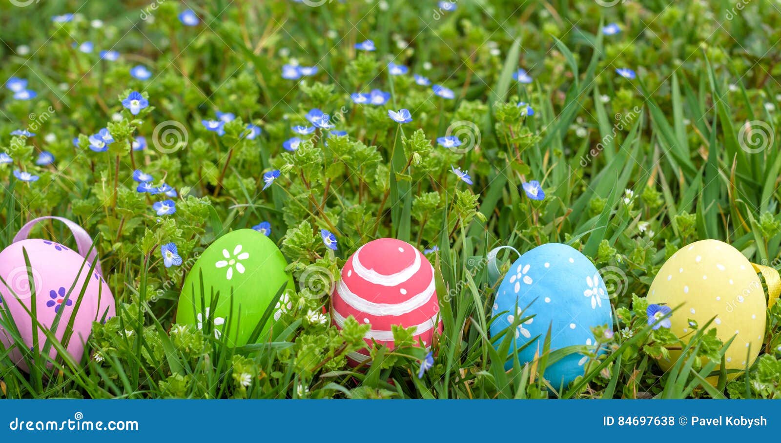 Different Color Easter Eggs in a Child`s Hands- Egg Hunt Stock Photo ...