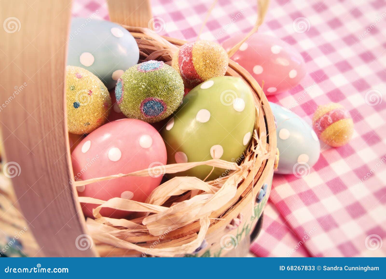 Different Color Eggs in a Easter Basket Stock Image - Image of nature ...
