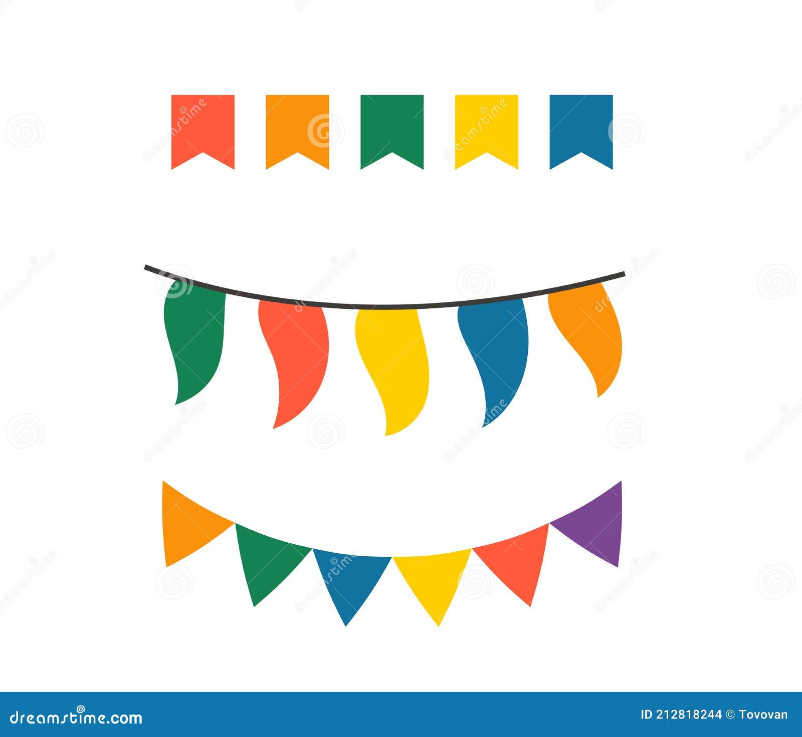 Different Color Flag Strings Vector Set Stock Vector - Illustration of ...
