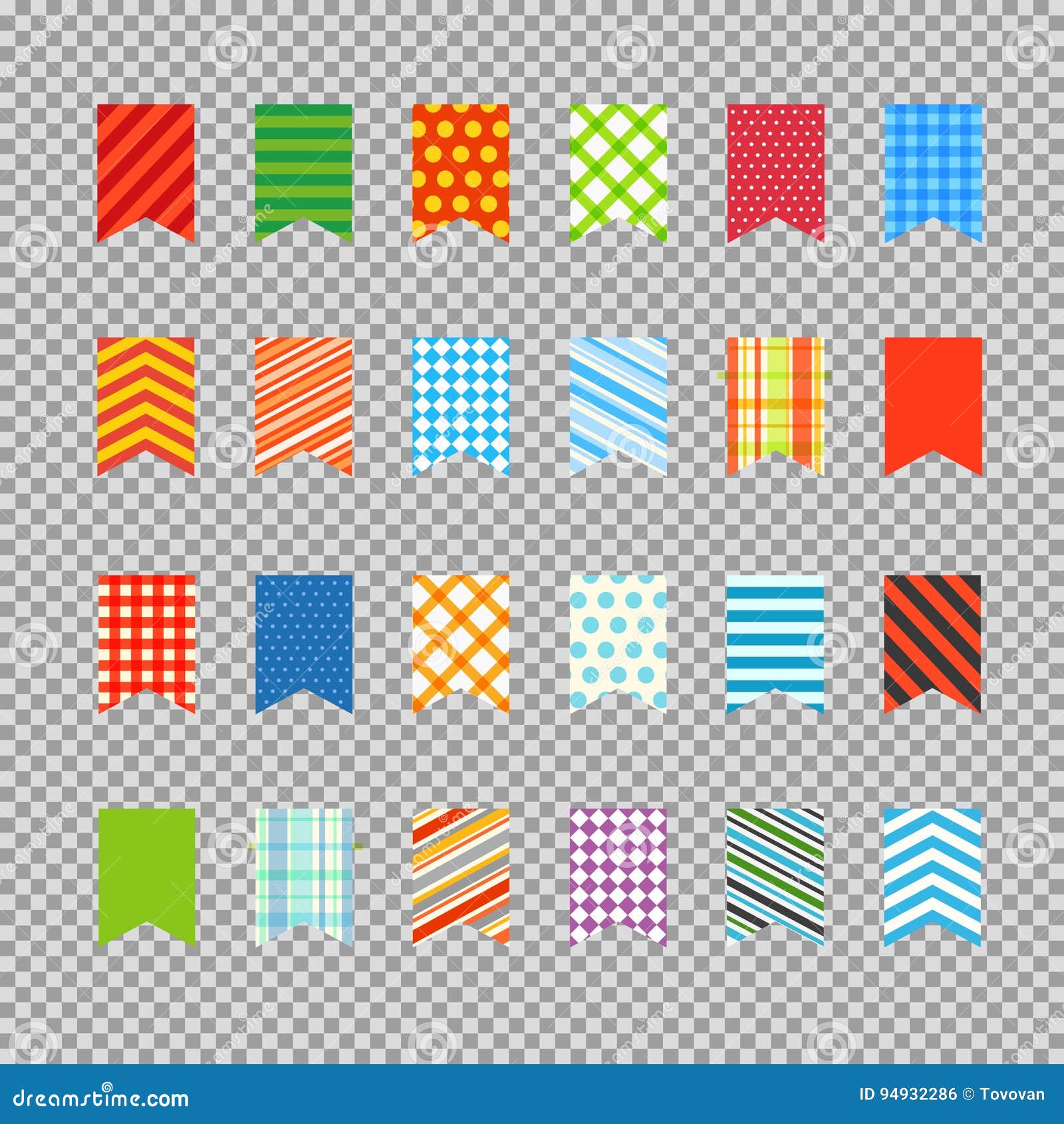 Different Color Flags Collection on Transparent Stock Vector ...