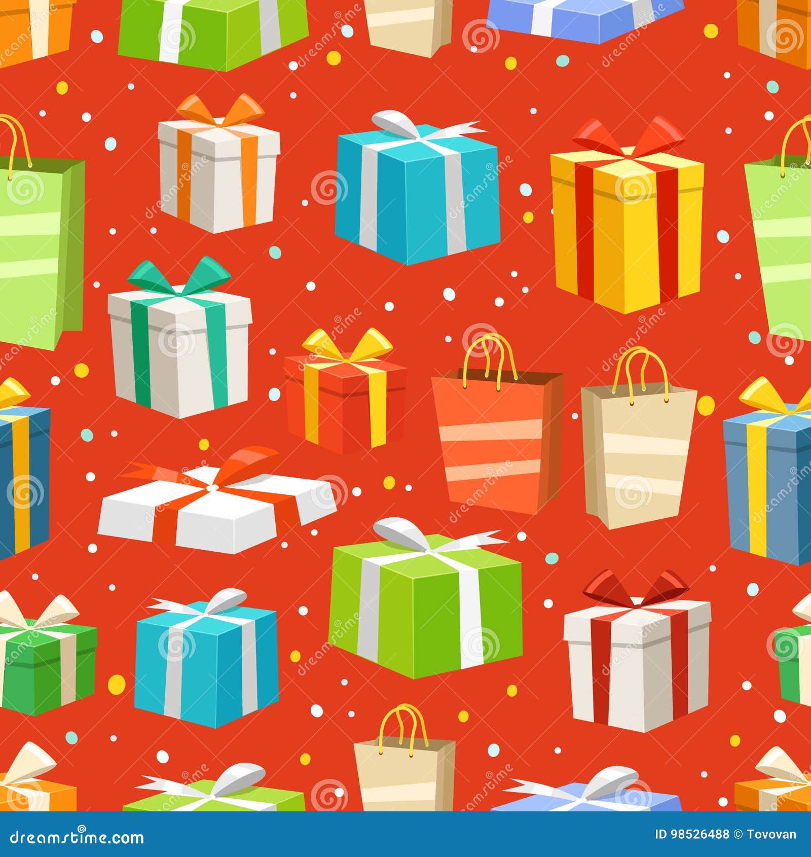 Different Color Gift Boxes Seamless Pattern Stock Vector - Illustration ...