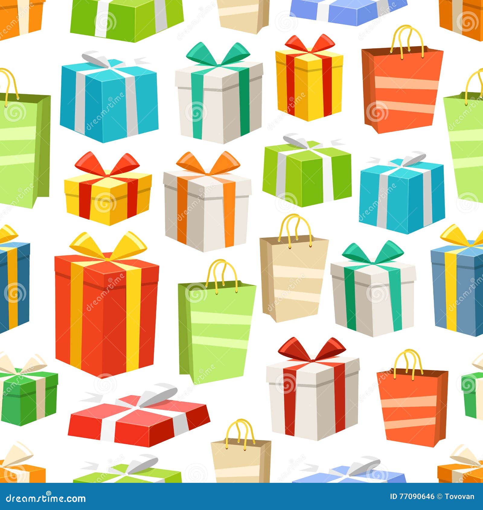 Different Color Gift Boxes Seamless Pattern Stock Vector - Illustration ...