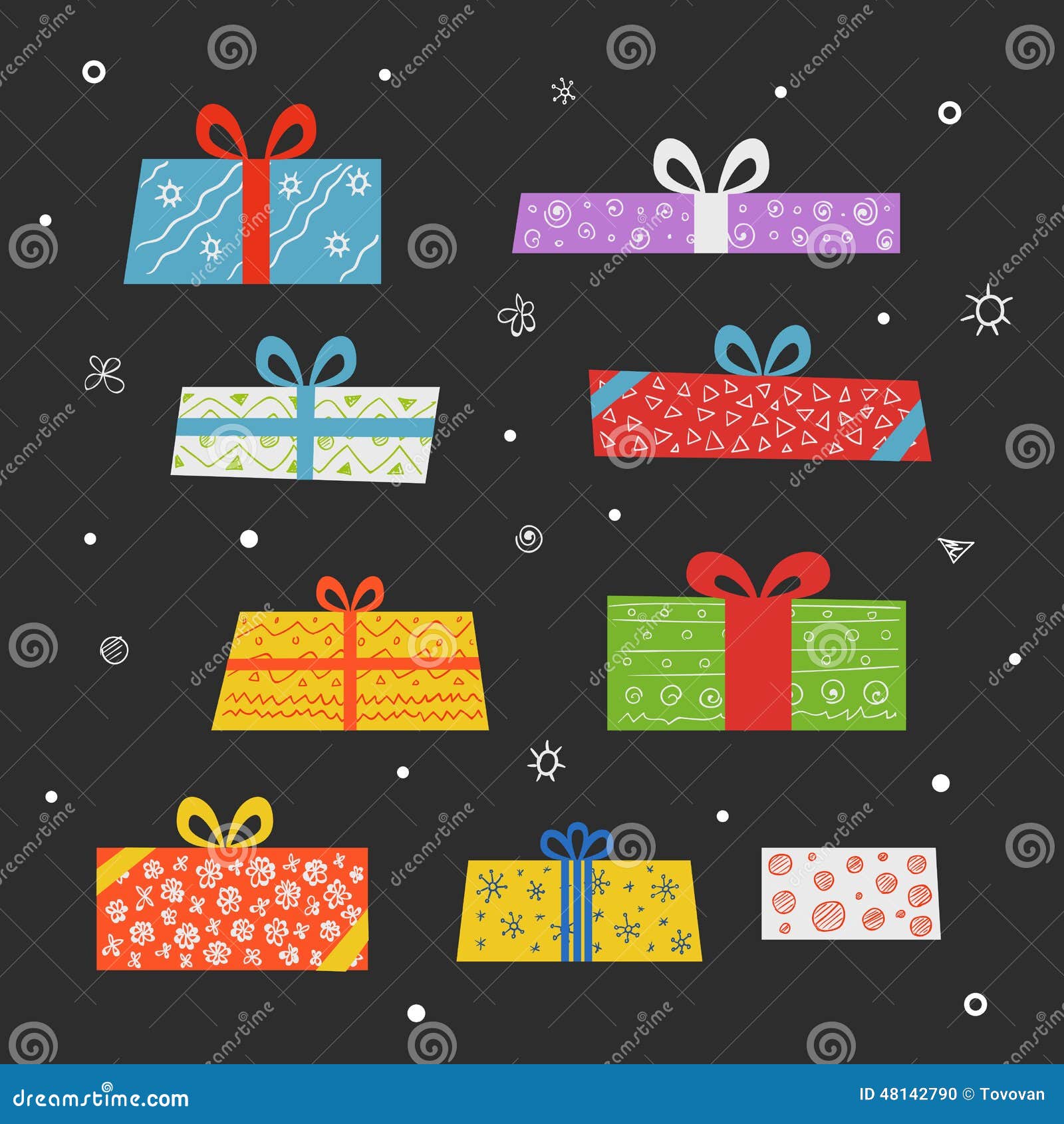 Different Color Gift Boxes Set Stock Vector - Illustration of holiday ...