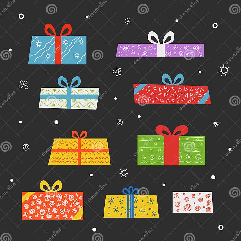 Different Color Gift Boxes Set Stock Vector - Illustration of holiday ...