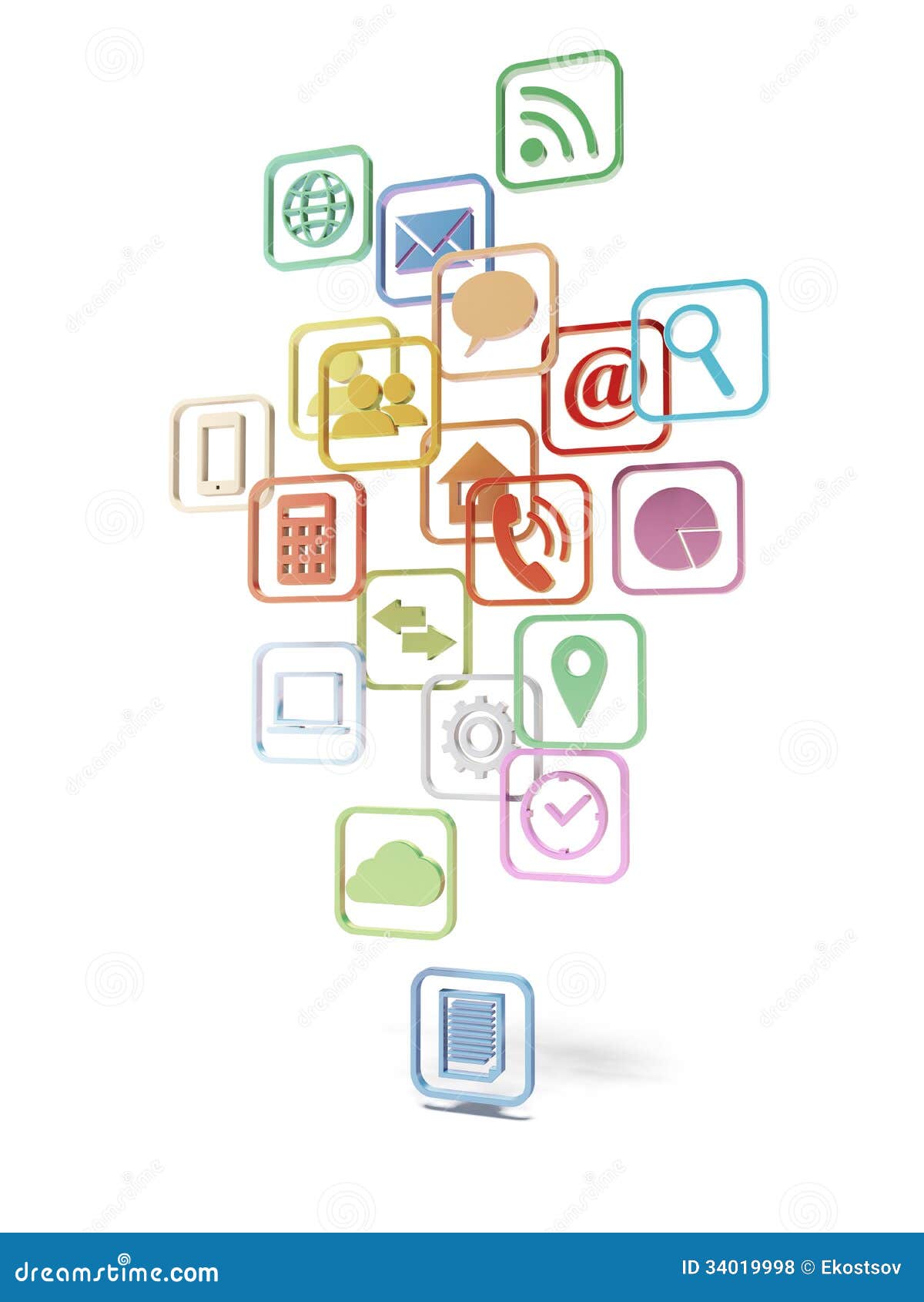 Different color icons stock illustration. Illustration of office - 34019998