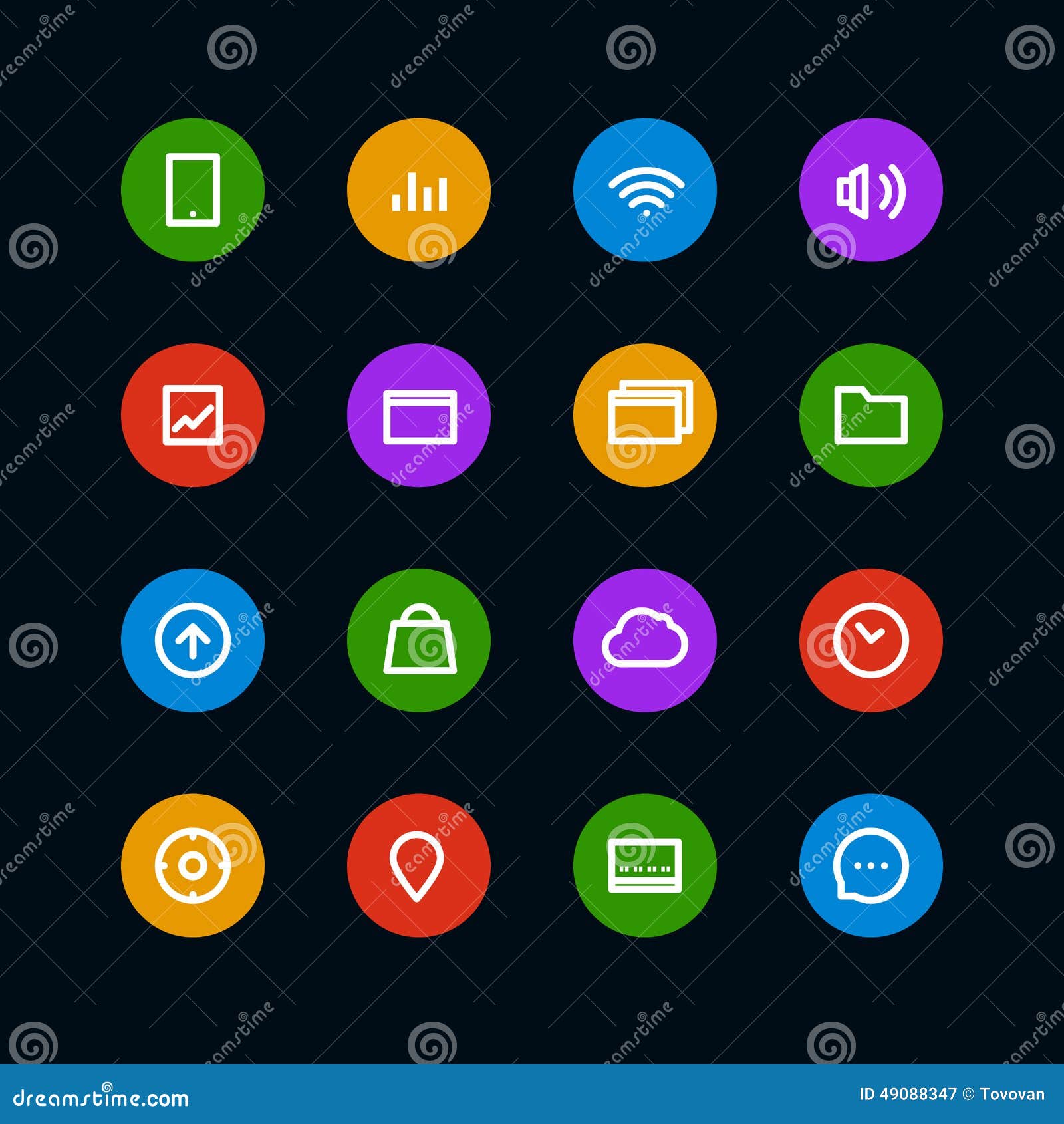 Different Color Interface Icons Set Stock Illustration - Illustration ...