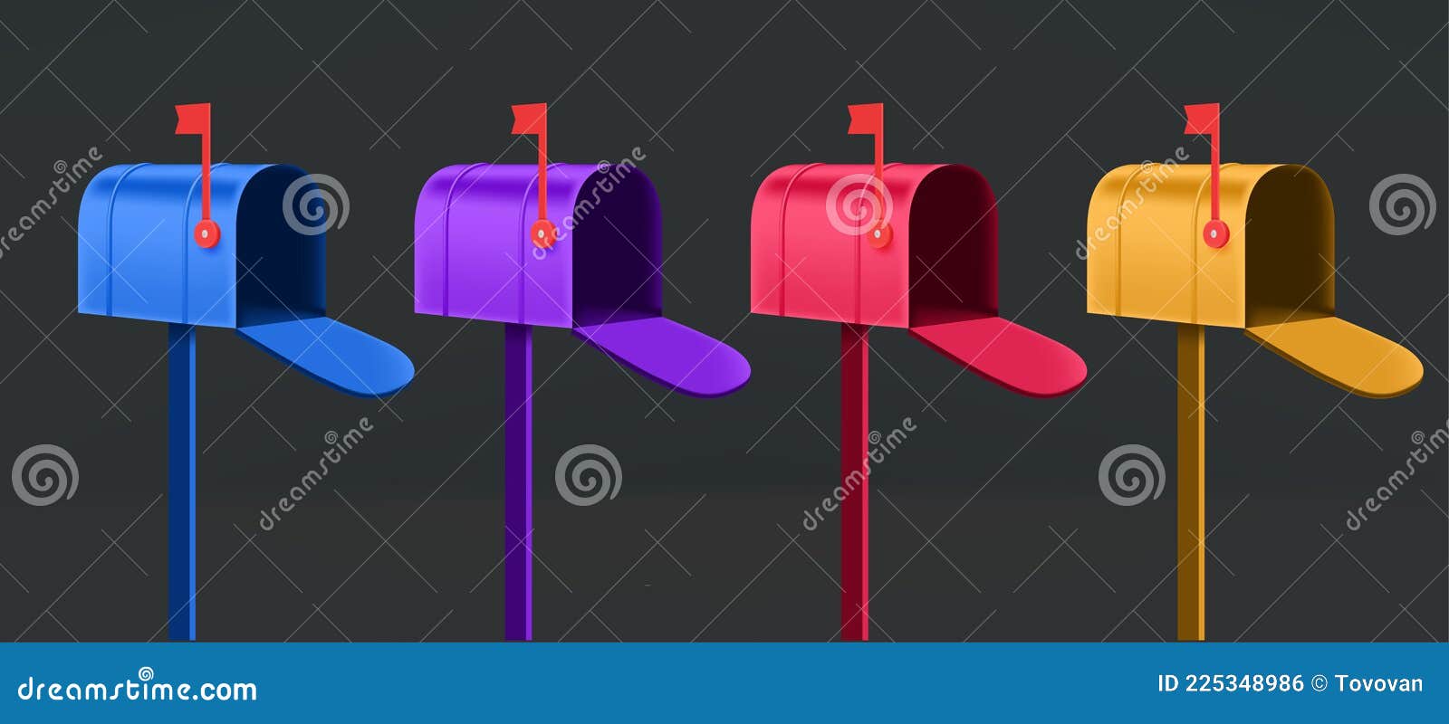 Different Color Mail Boxes Set Stock Vector - Illustration of flag ...