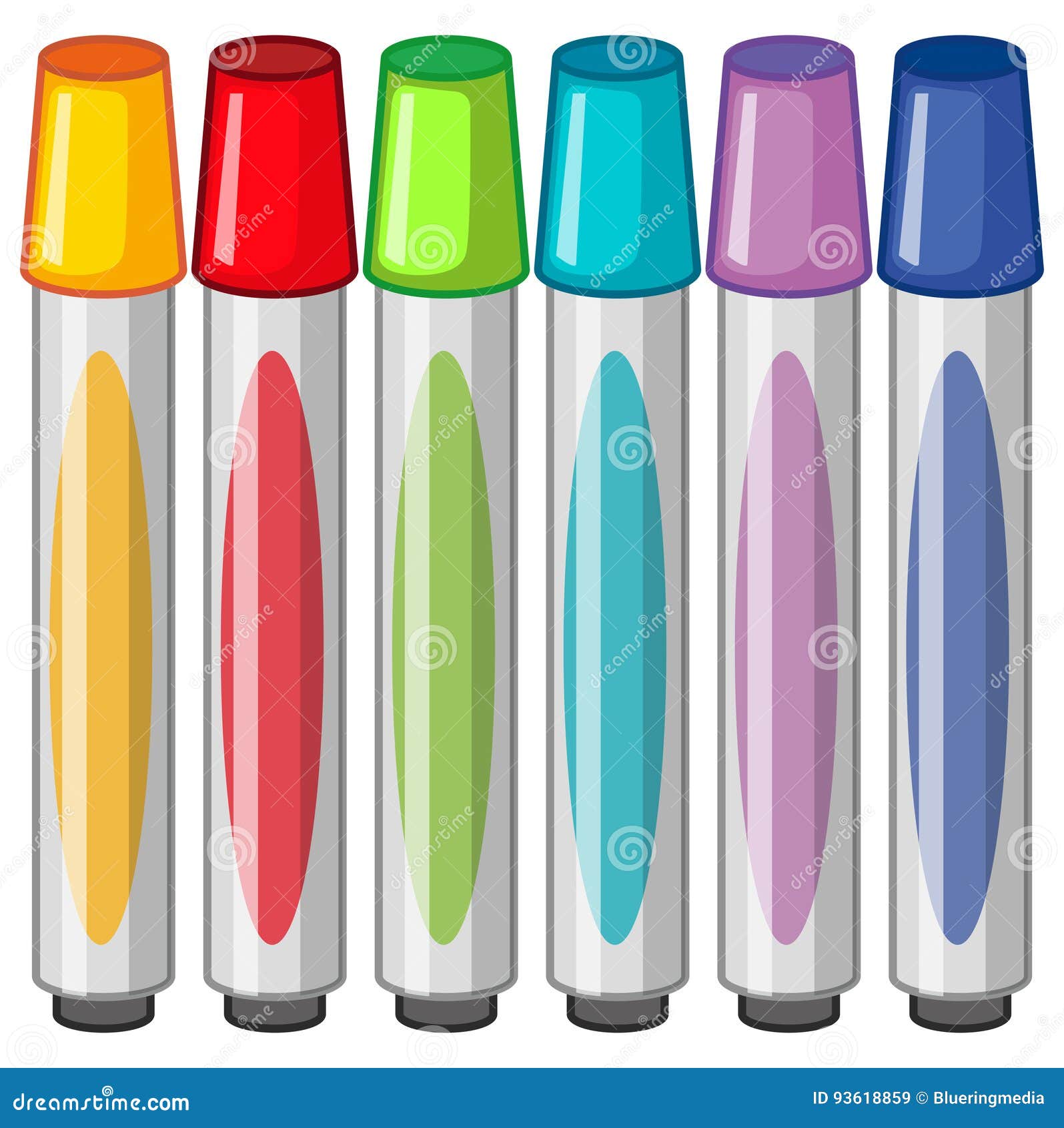 Different Color Markers in Set Stock Vector - Illustration of white ...