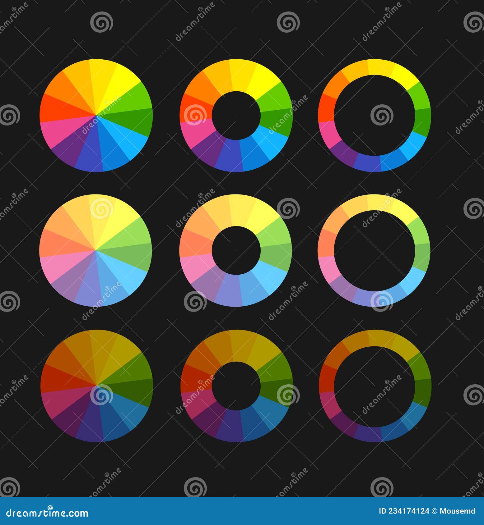 Different Color Palette Circle Set. Vector Stock Vector - Illustration ...