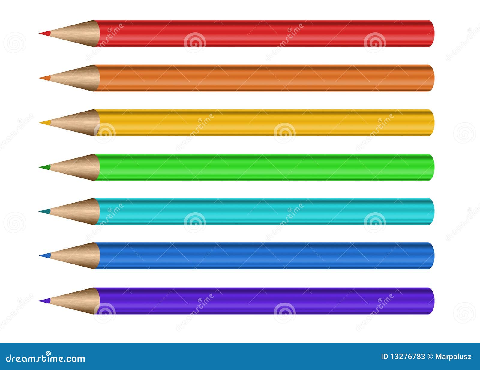 Different Color Pencils Arranged in Line on White Stock Illustration ...