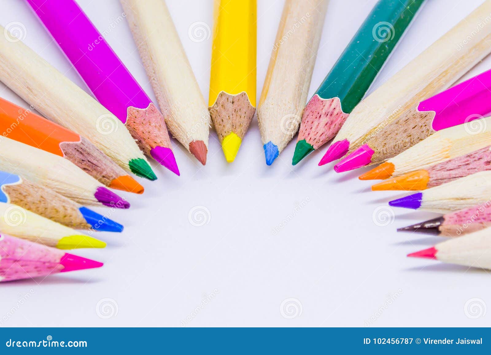 Different Color Pencils with White Background Stock Image - Image of ...