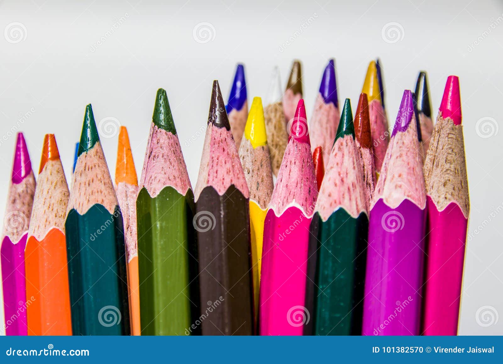 Different Color Pencils with White Background Stock Photo - Image of ...