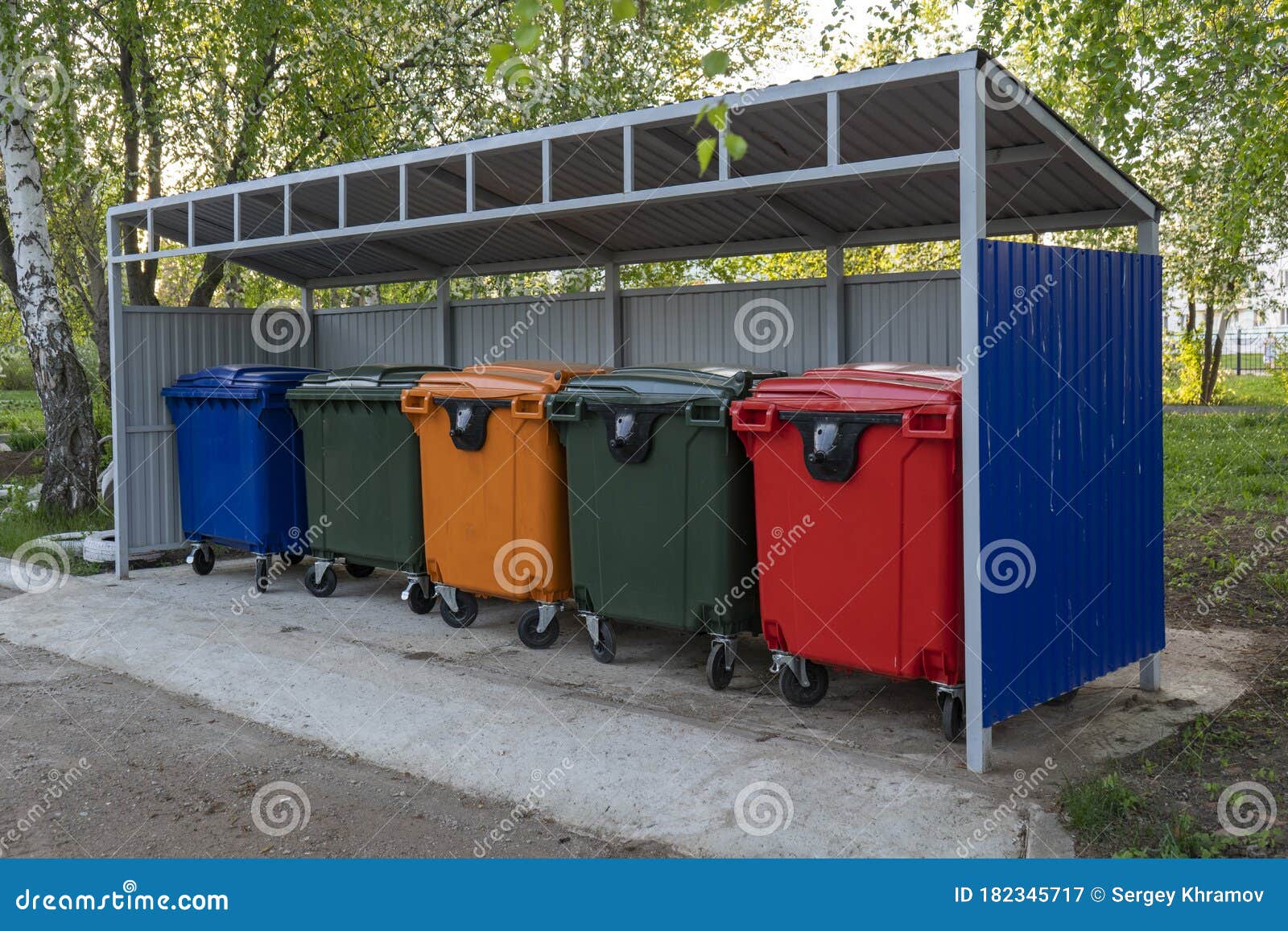 Different Color Plastic Street Containers for Garbage Collection Stock ...