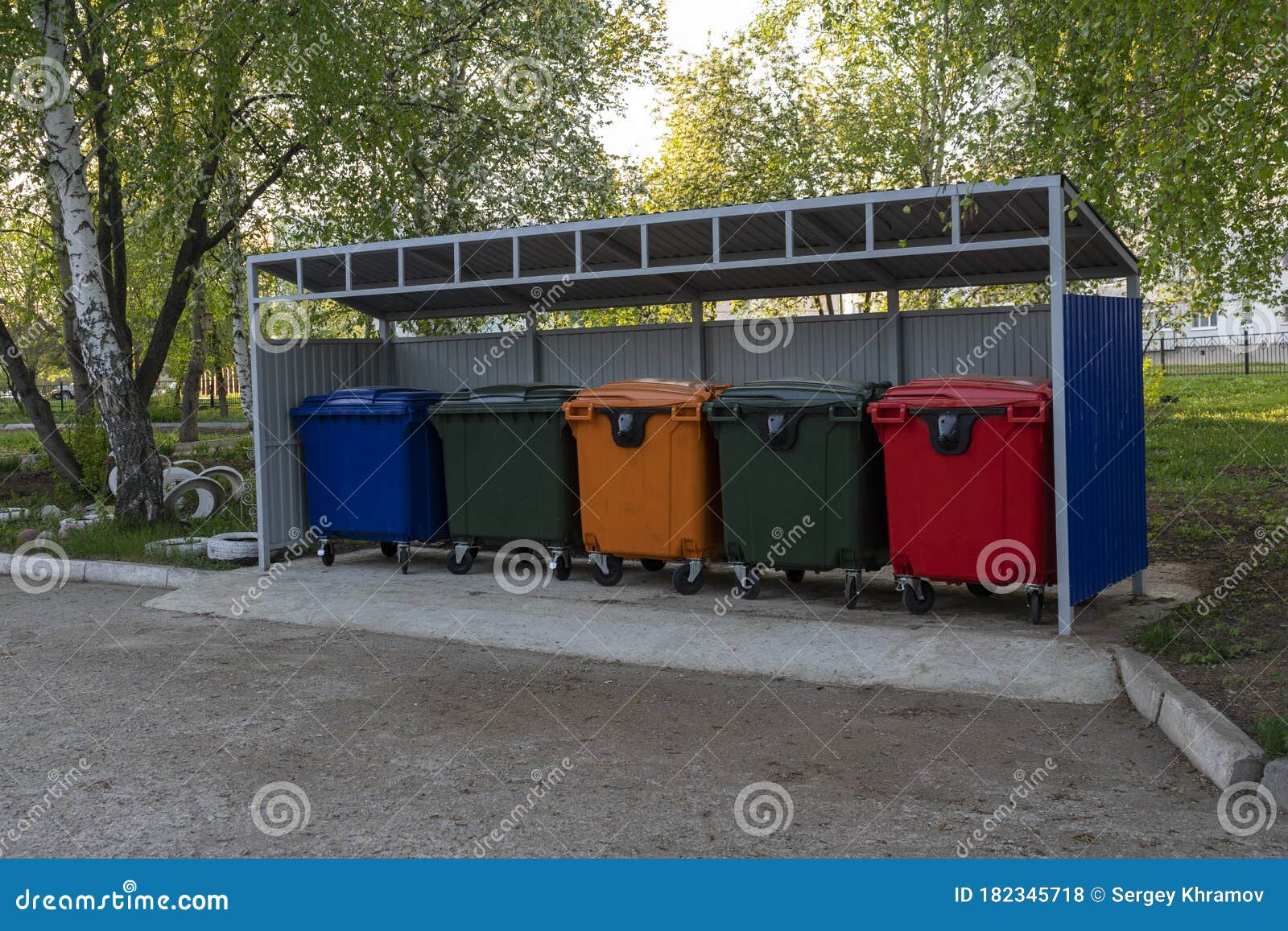 Different Color Plastic Street Containers for Garbage Collection Stock ...