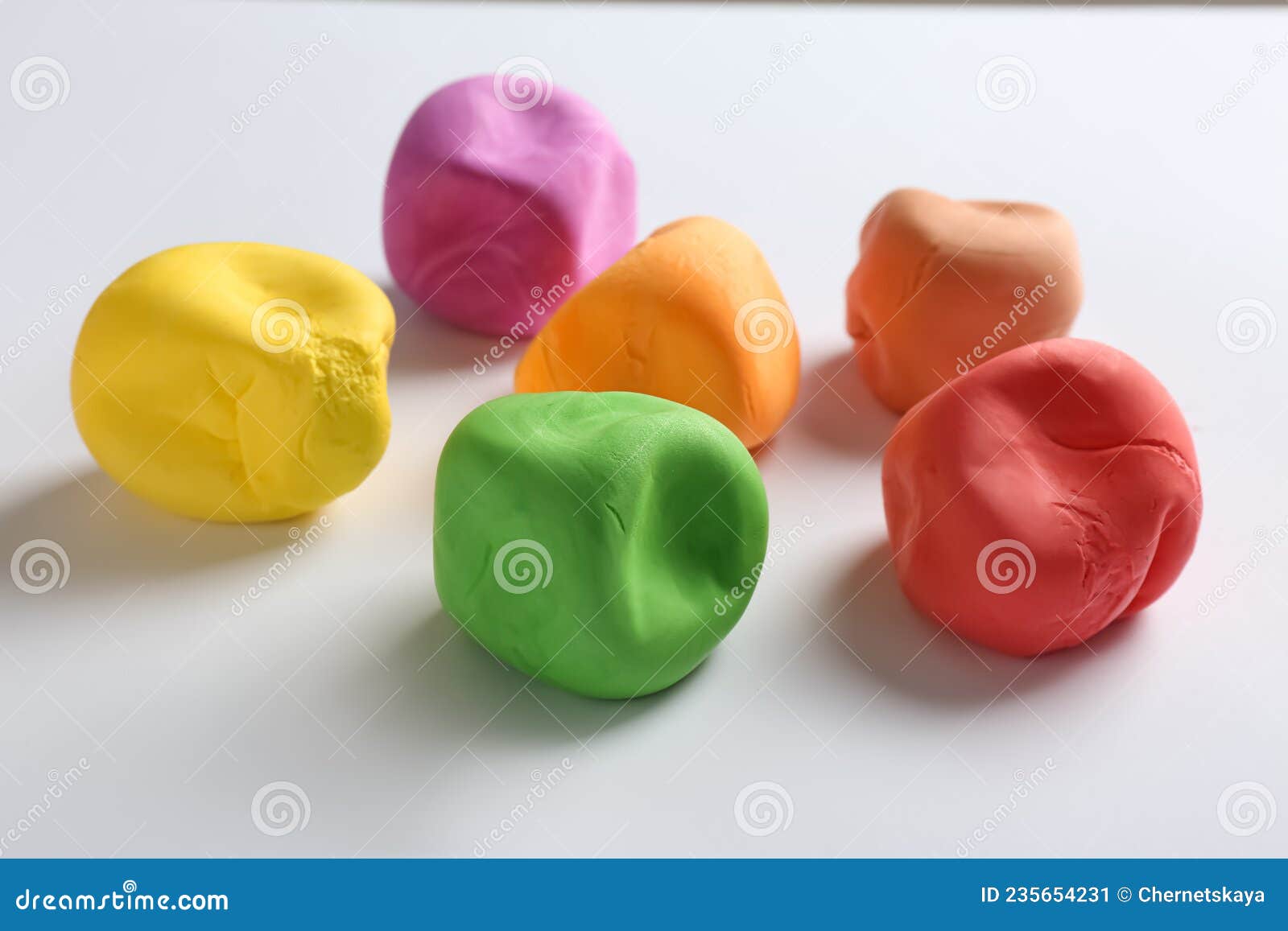 Different Color Play Dough on White Background Stock Image - Image of ...