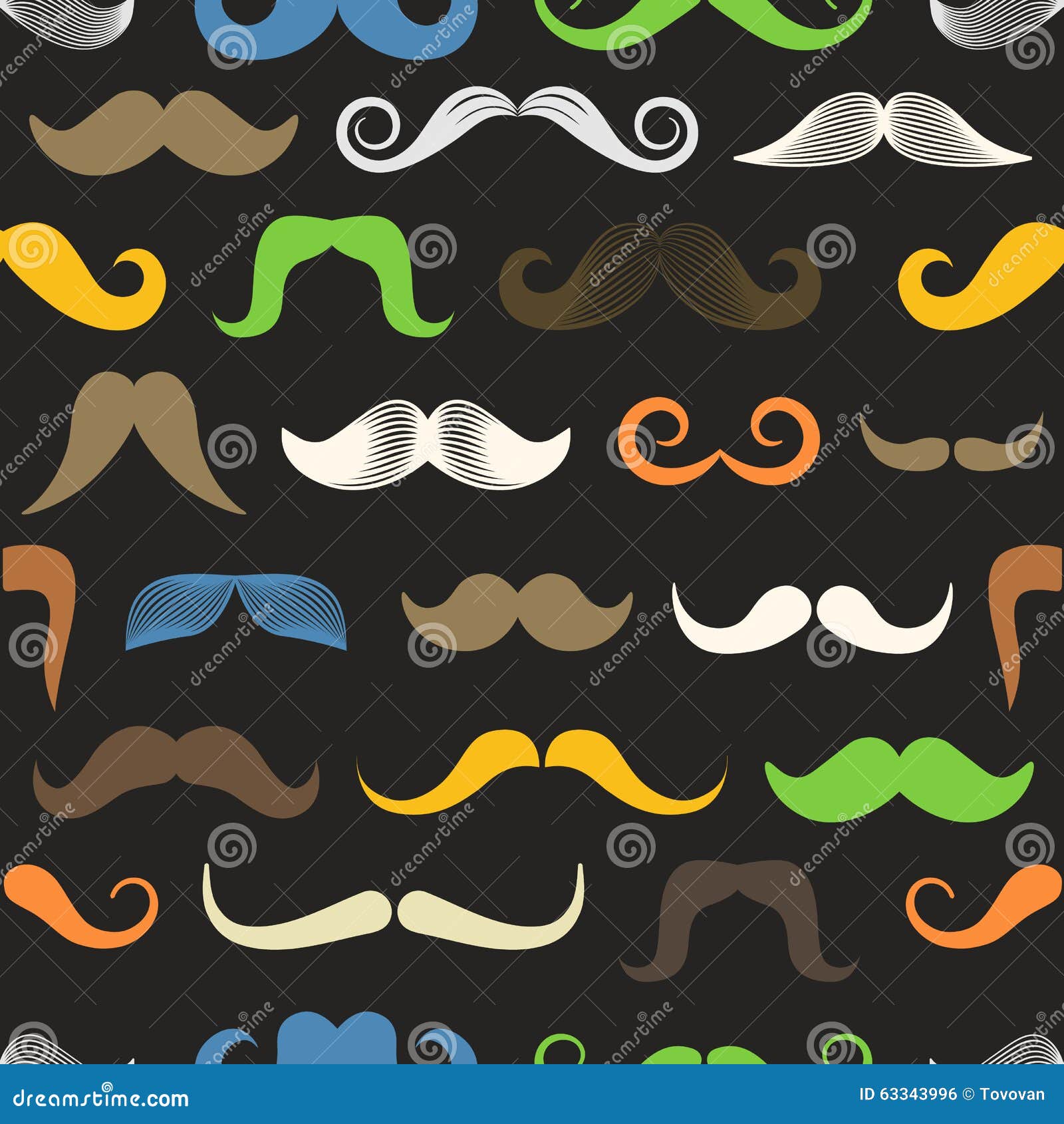 Different Color Retro Style Moustache Stock Vector - Illustration of ...