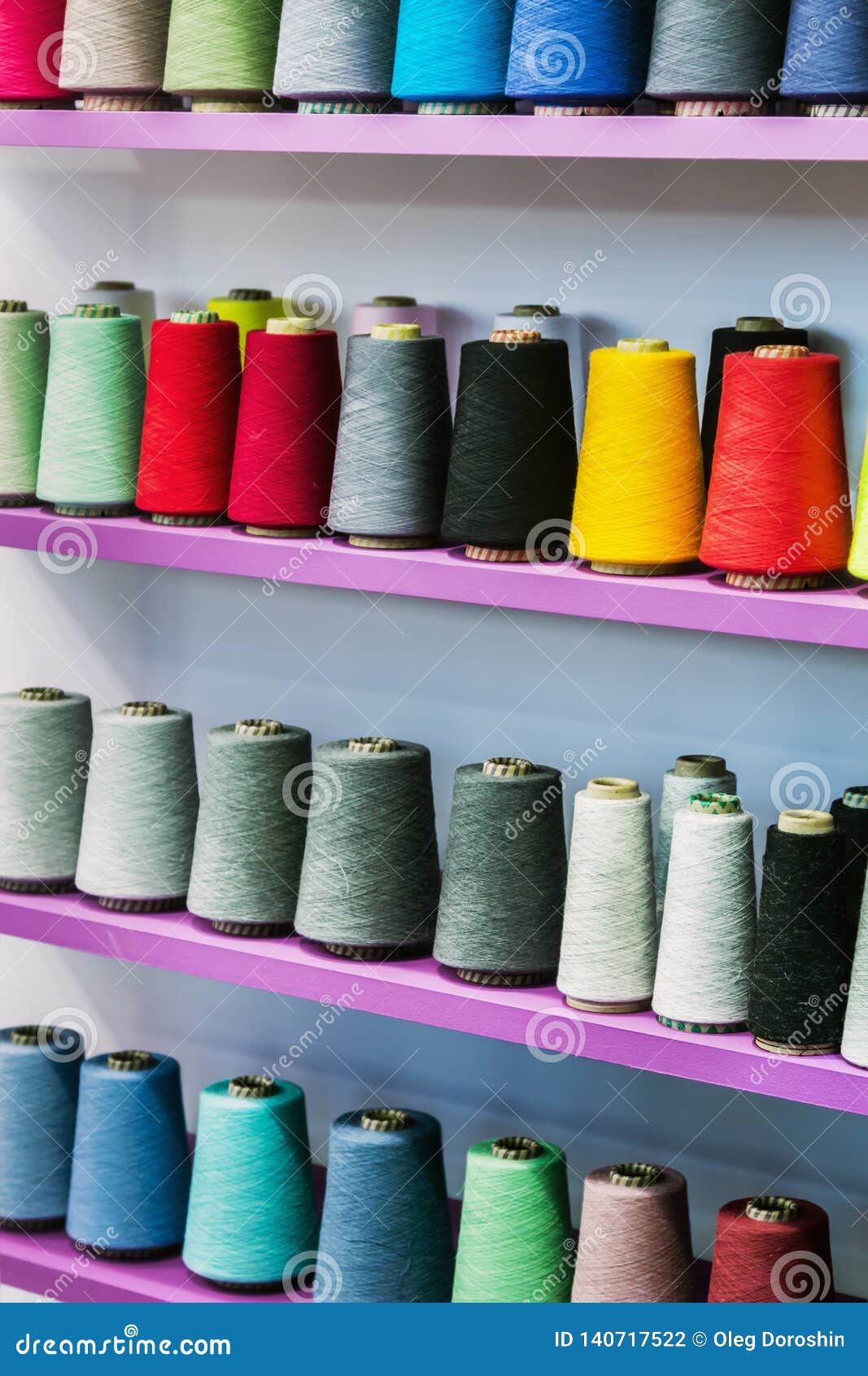 Different Color Spools of Thread for the Textile Industry Stock Photo ...