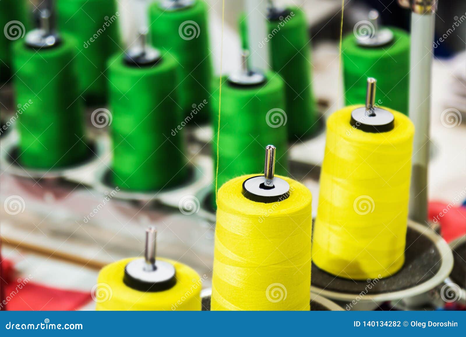 Different Color Spools of Thread for the Textile Industry Stock Photo ...