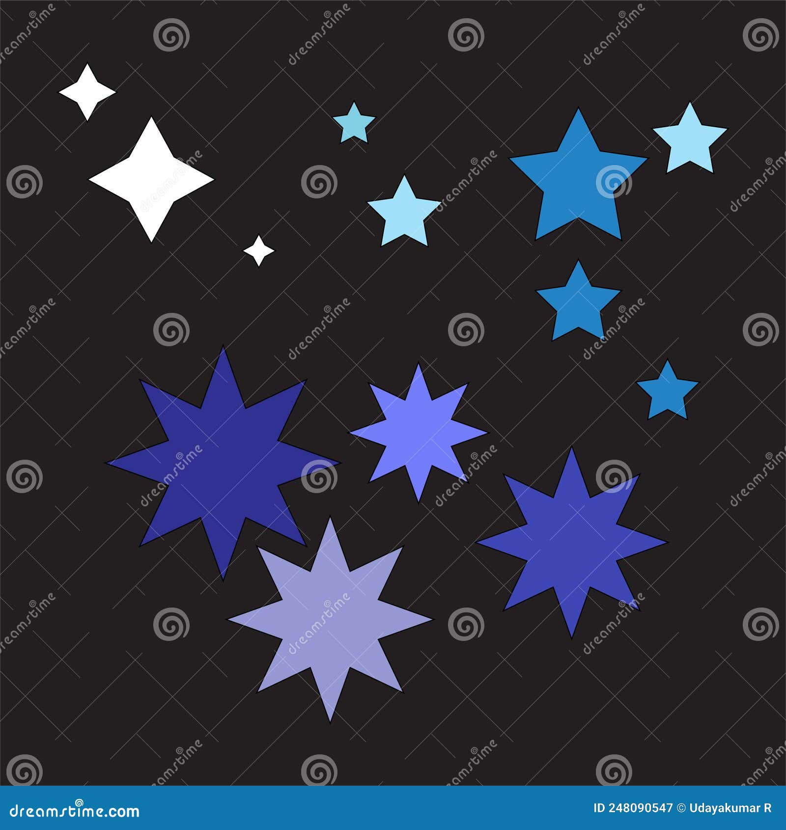 Different Color Stars. on Black Background Stock Vector - Illustration ...