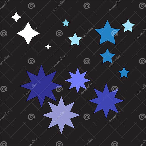Different Color Stars. on Black Background Stock Vector - Illustration ...