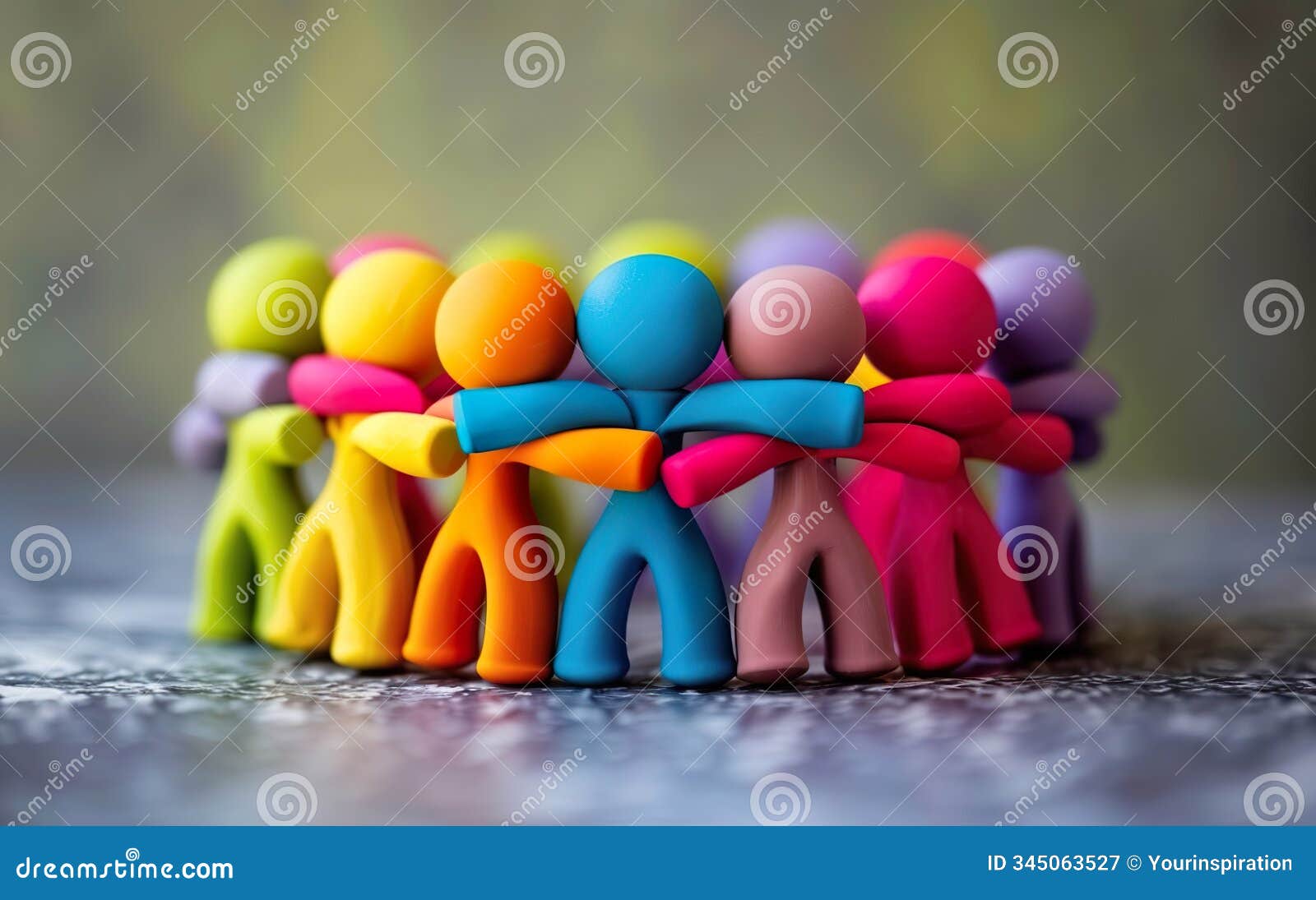 Different Color Stick Figures Hugging In A Circle Together. Community ...