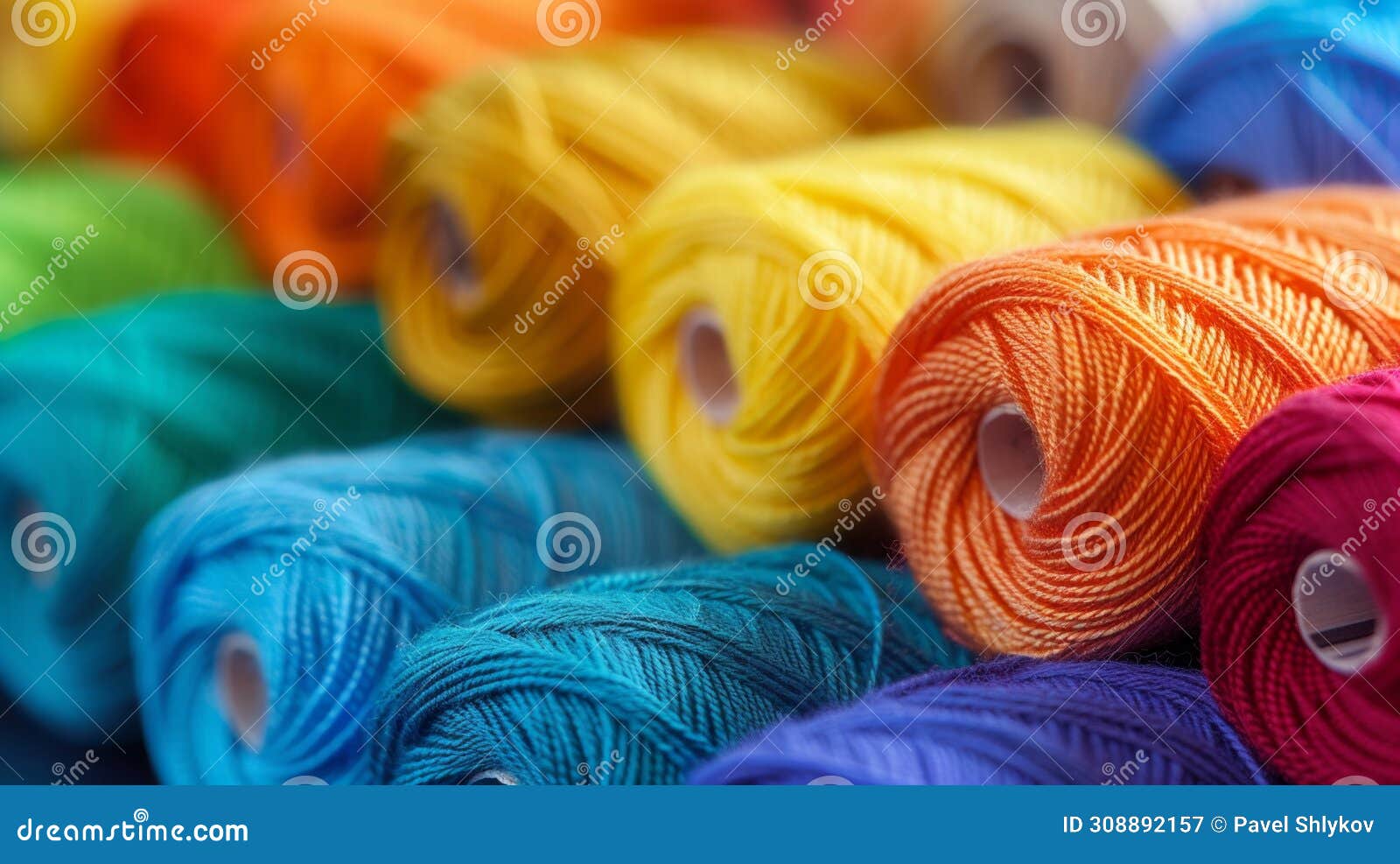 Different Color Threads on Rows Stock Image - Image of bright, wool ...