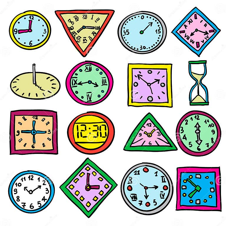 Different Color Timer Icons Collection Isolated on White Stock Vector ...