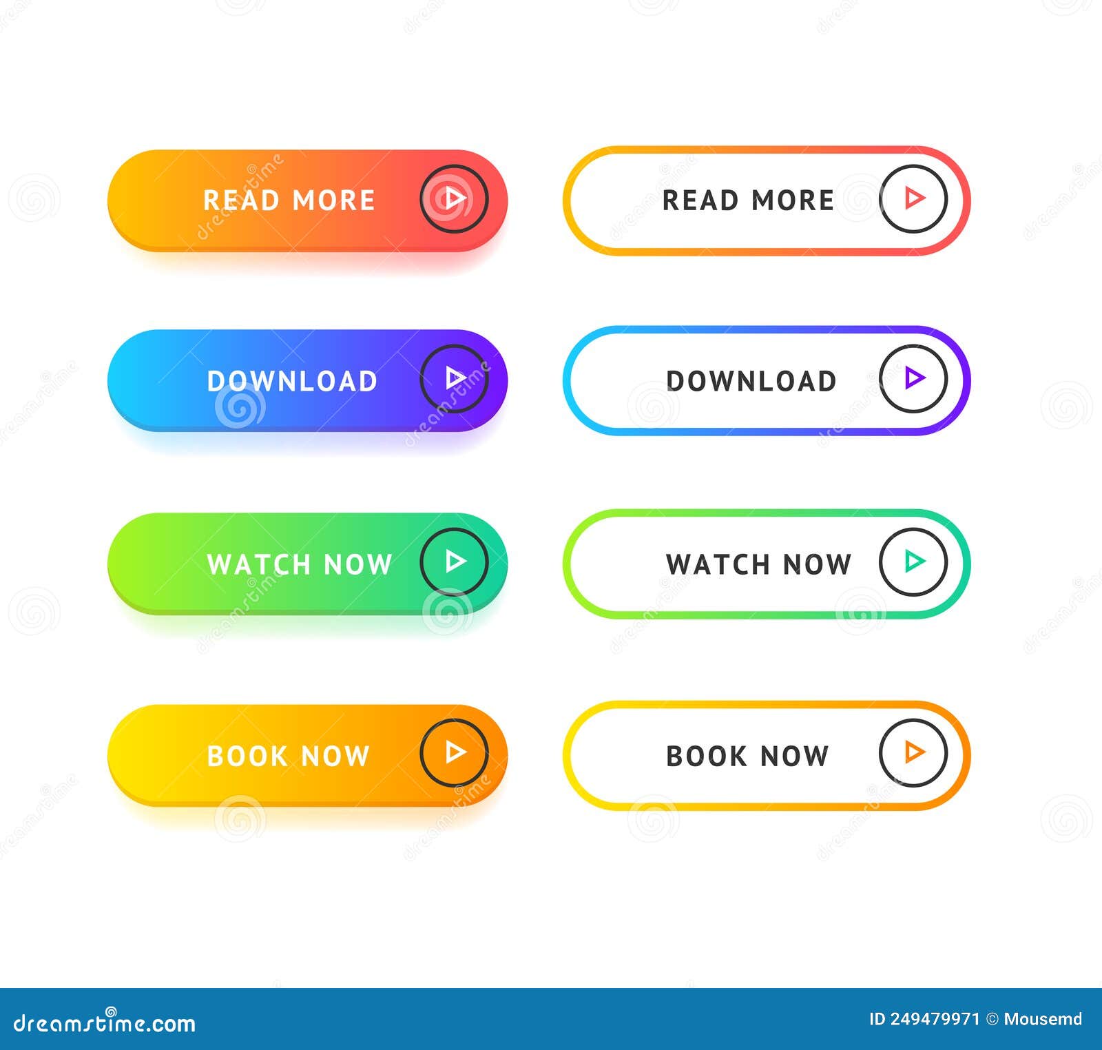 Different Color Ui Interface App Button Set. Vector Stock Vector ...