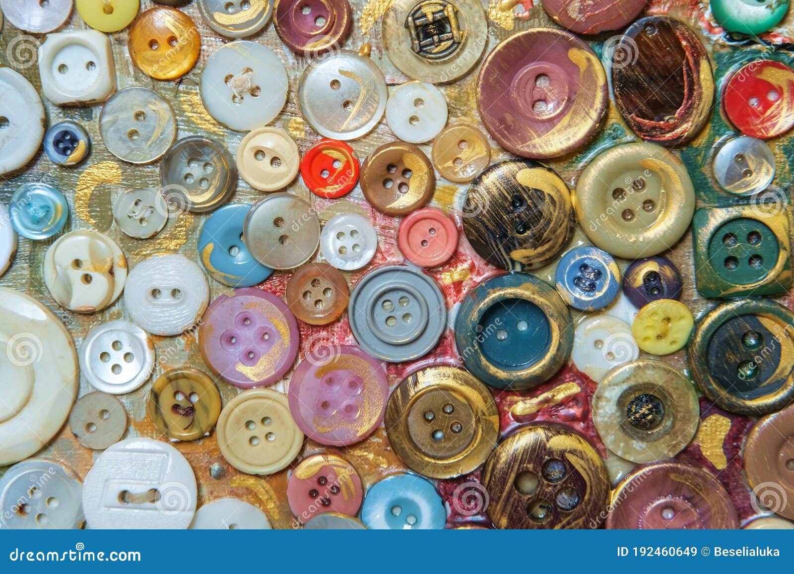 Different Color Various Buttons for Clothes on a Painted Surface Stock ...