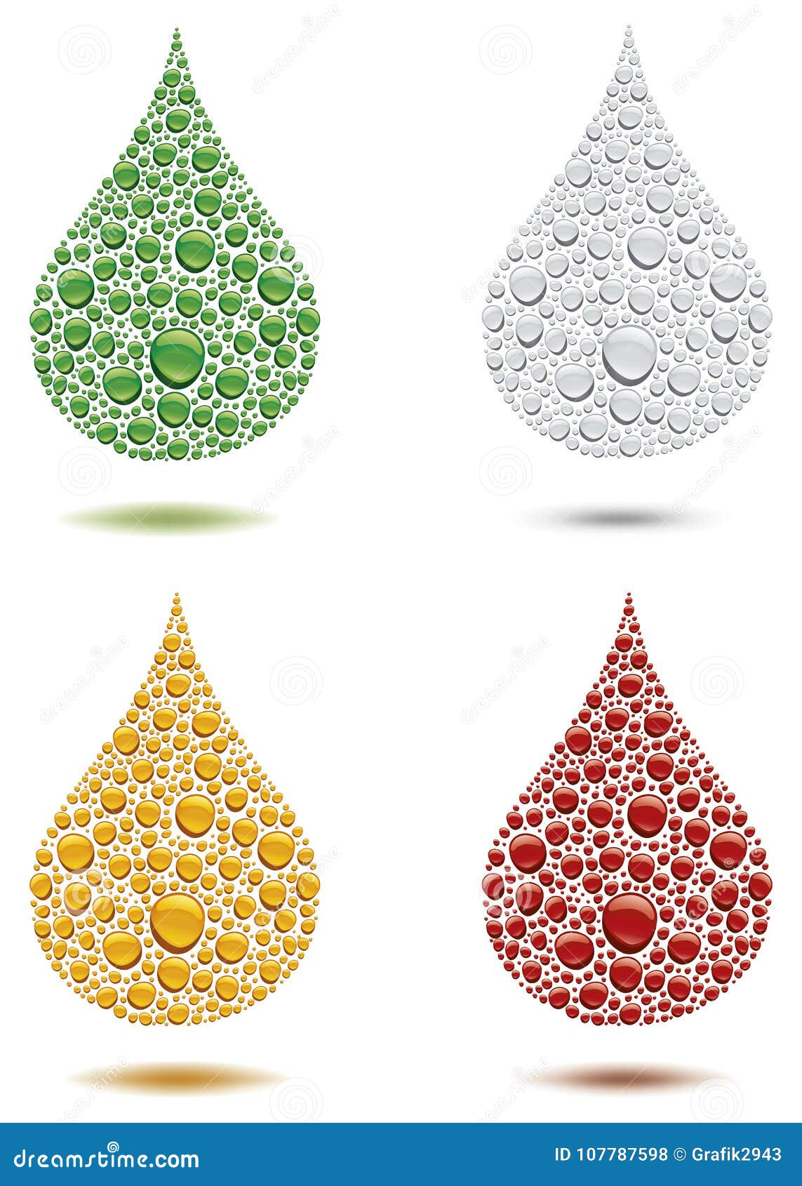 Different Color Water Drops Creating Big Drop Stock Illustration ...