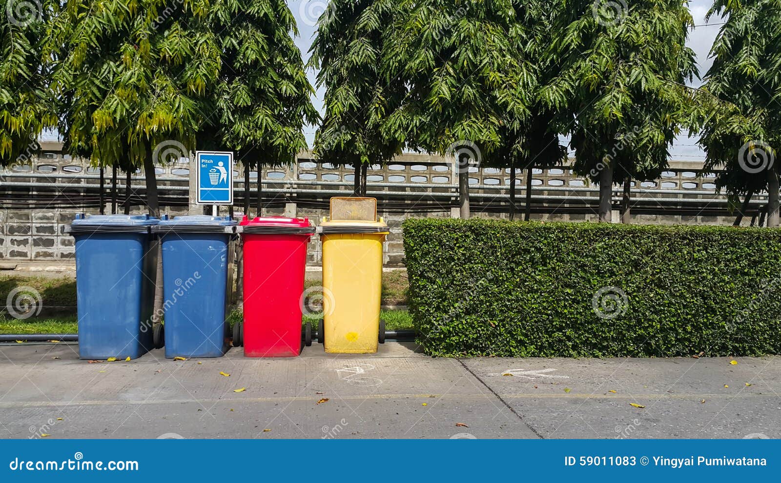 Different Colored Bins for Collection of Materials Stock Image - Image ...