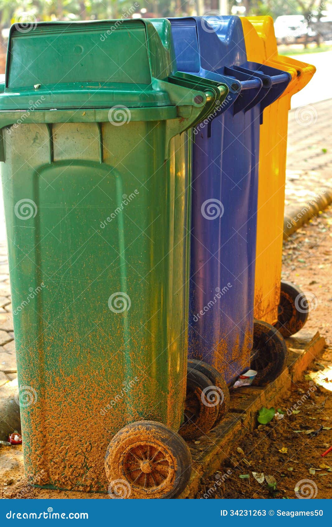 Different Colored Bins for Collection of Recycle Materials. Stock Image ...