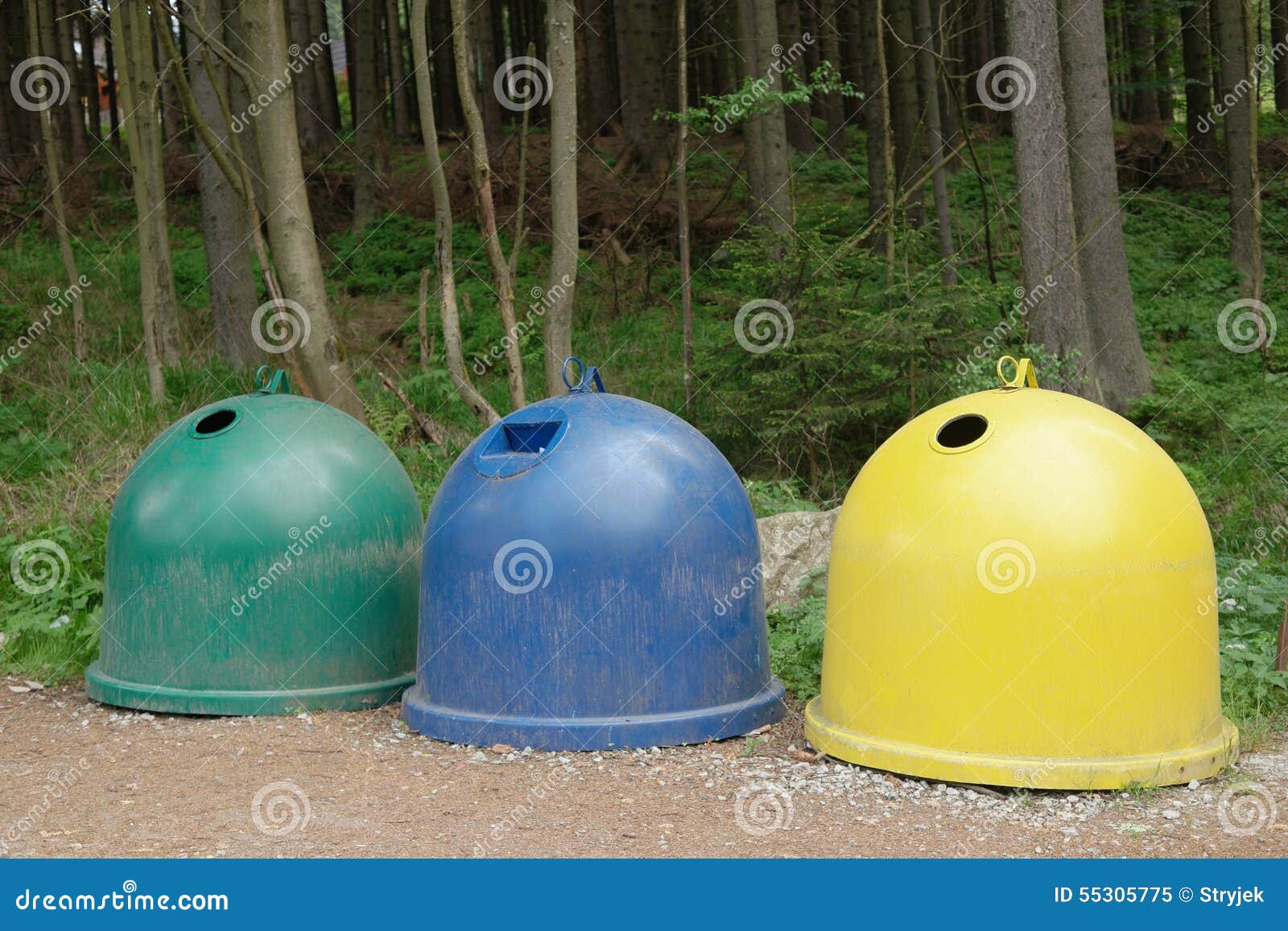 Different Colored Bins for Collection of Recycle Materials Stock Image ...