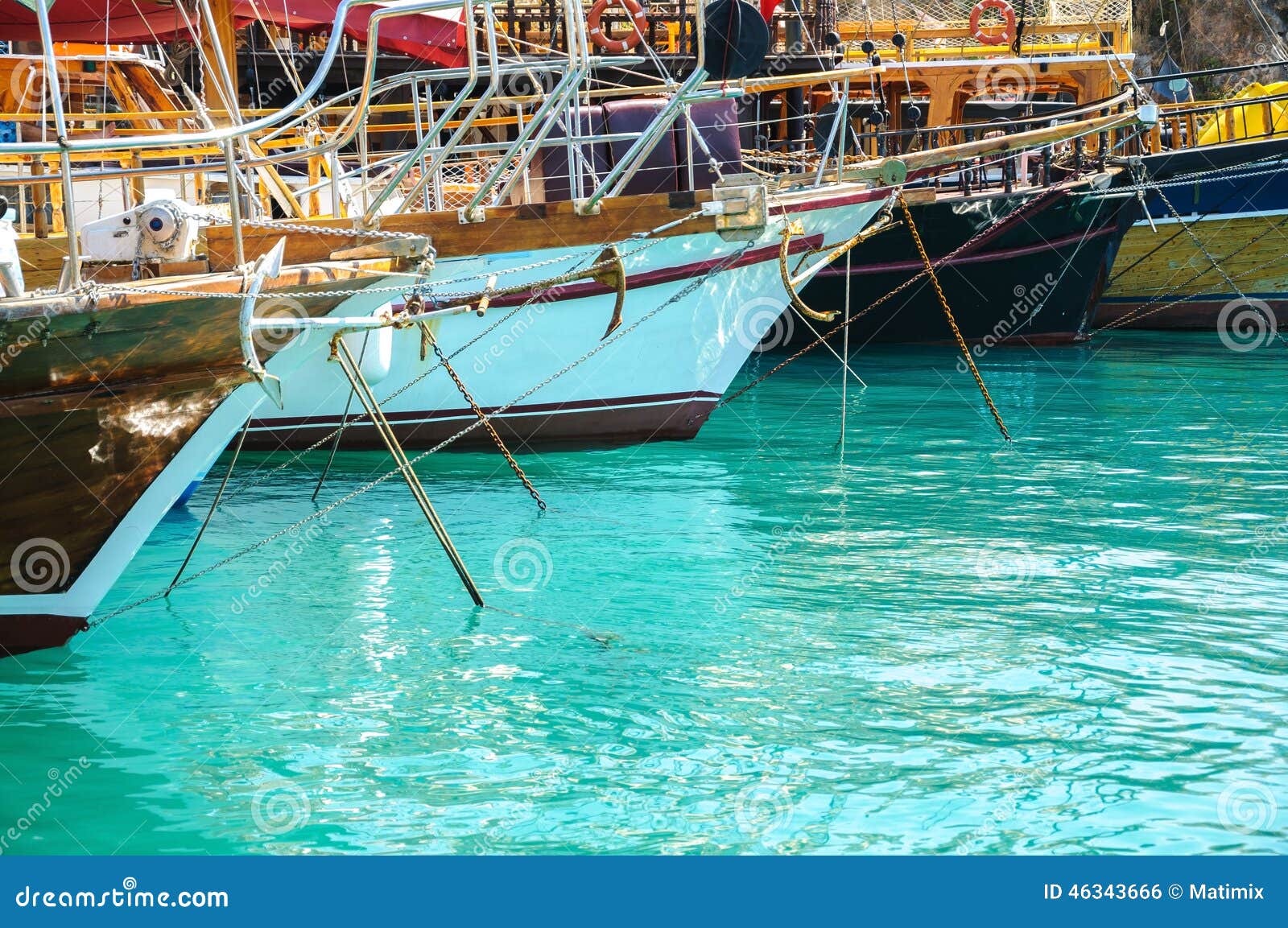 Different Colored Boats Yachts Moored in a Harbor Stock Photo - Image ...