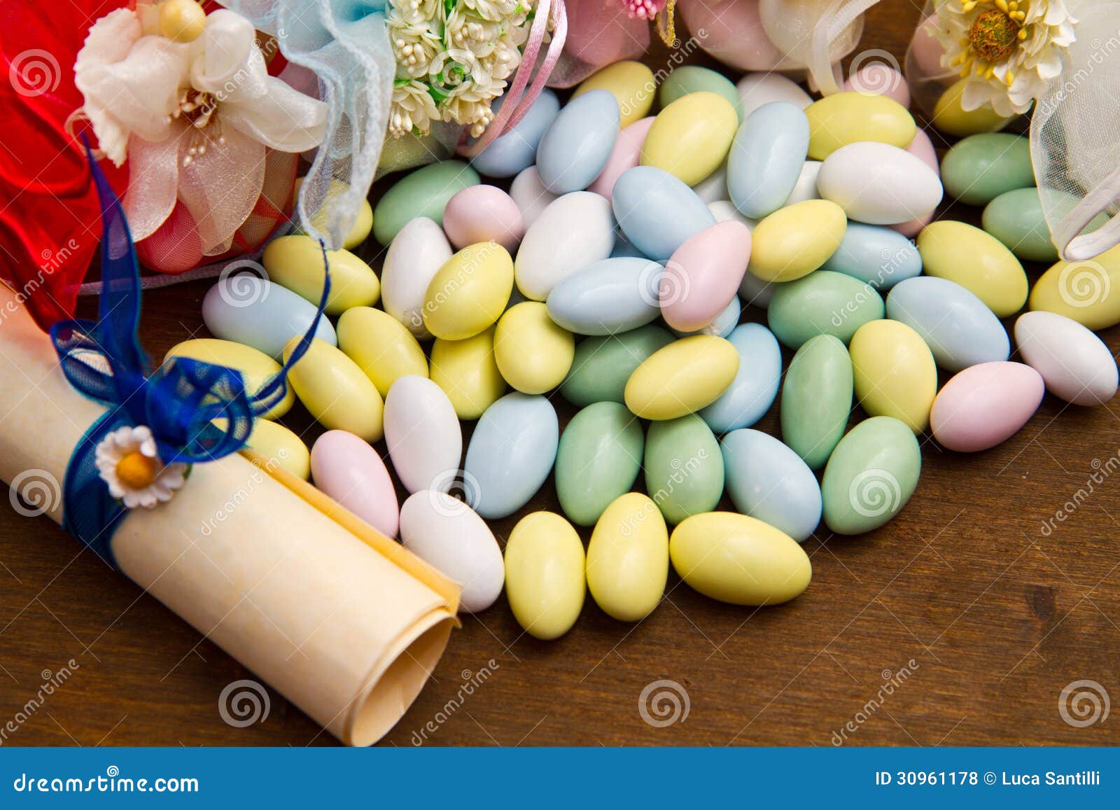 Different Colored Candy Favor Stock Photo - Image of almonds, shower ...