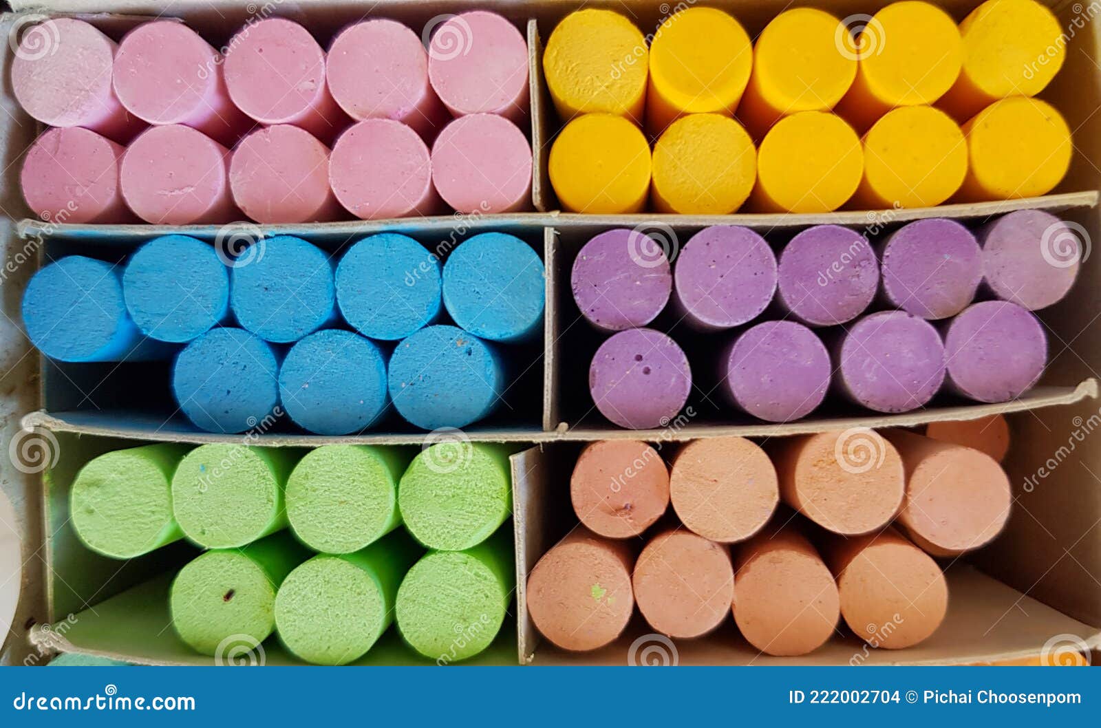 Different Colored Chalks are Neatly Arranged in a Box Stock Photo ...