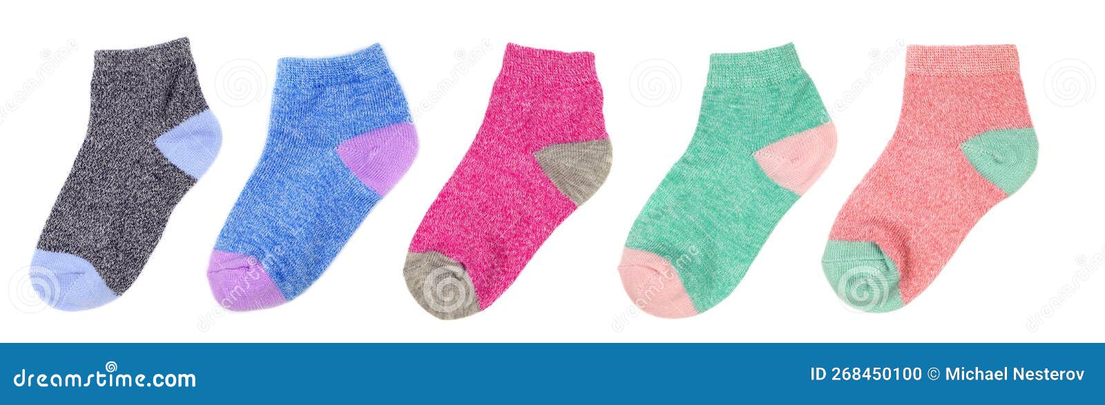 Different Colored Children S Socks Isolated on White Stock Photo ...