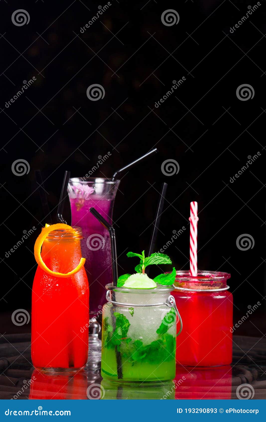 Different Colored Cocktails at a Bar Stock Image - Image of cocktail ...