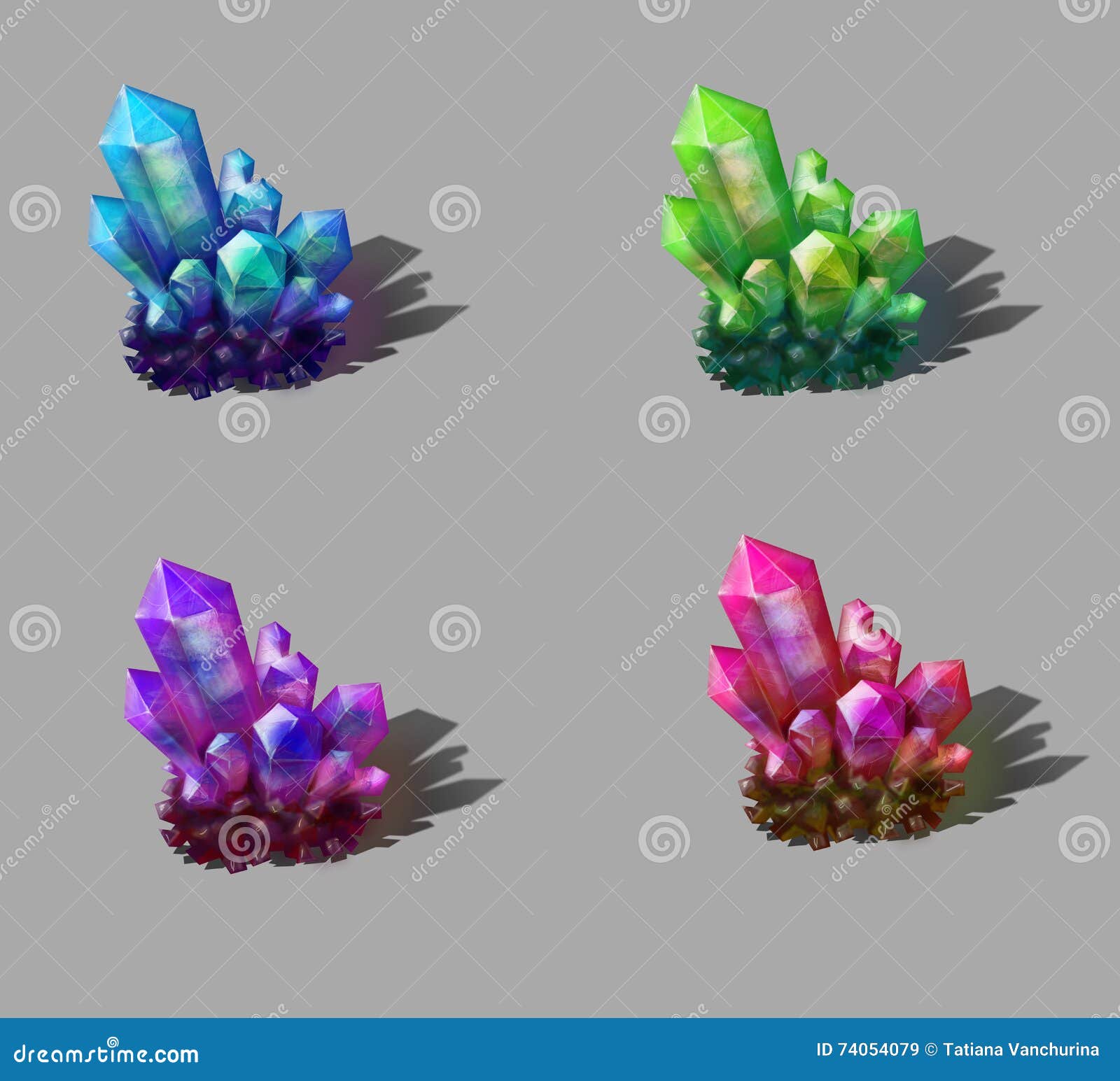 Different Colored Crystals Realistic Stock Illustration - Illustration ...