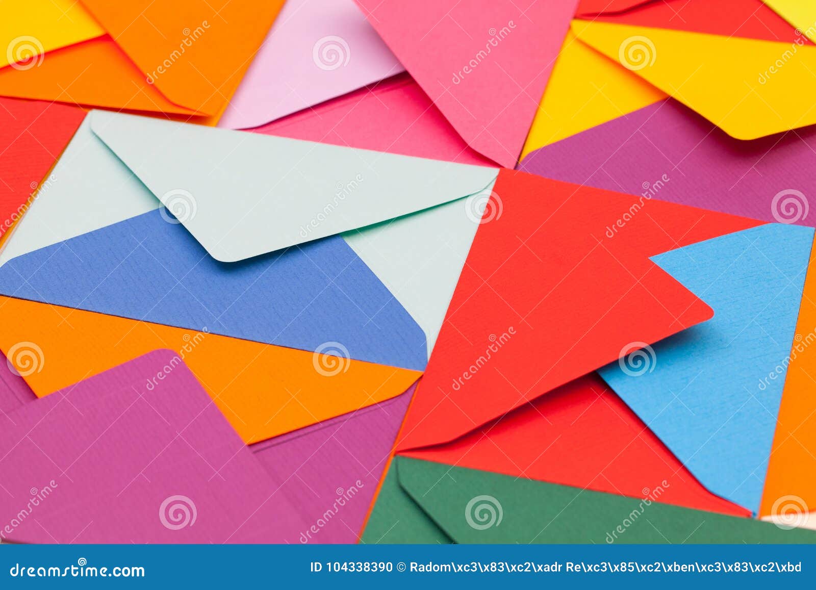 Different Colored Envelopes on the Desk Stock Photo - Image of ...