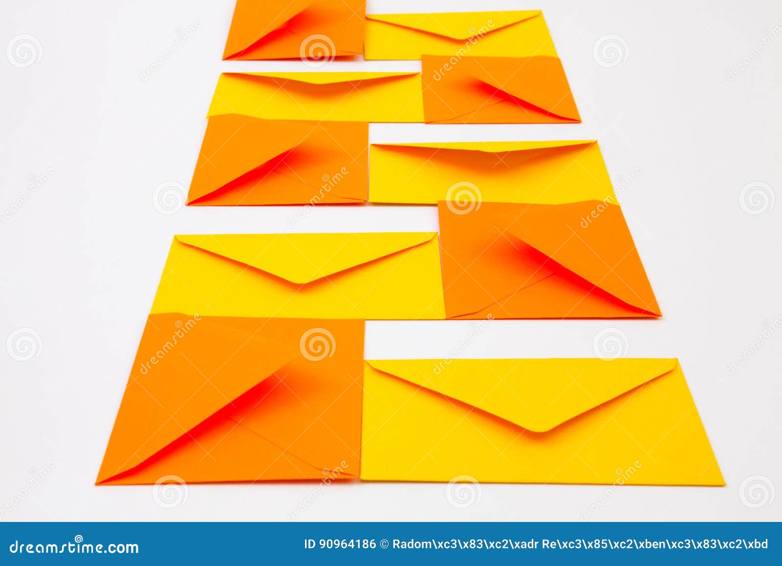 Different Colored Envelopes on the Table Stock Photo - Image of ...