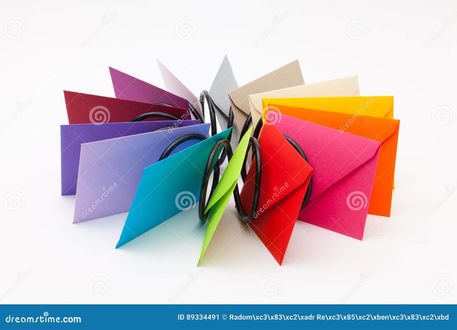 Different Colored Envelopes on the White Desk Stock Image - Image of ...