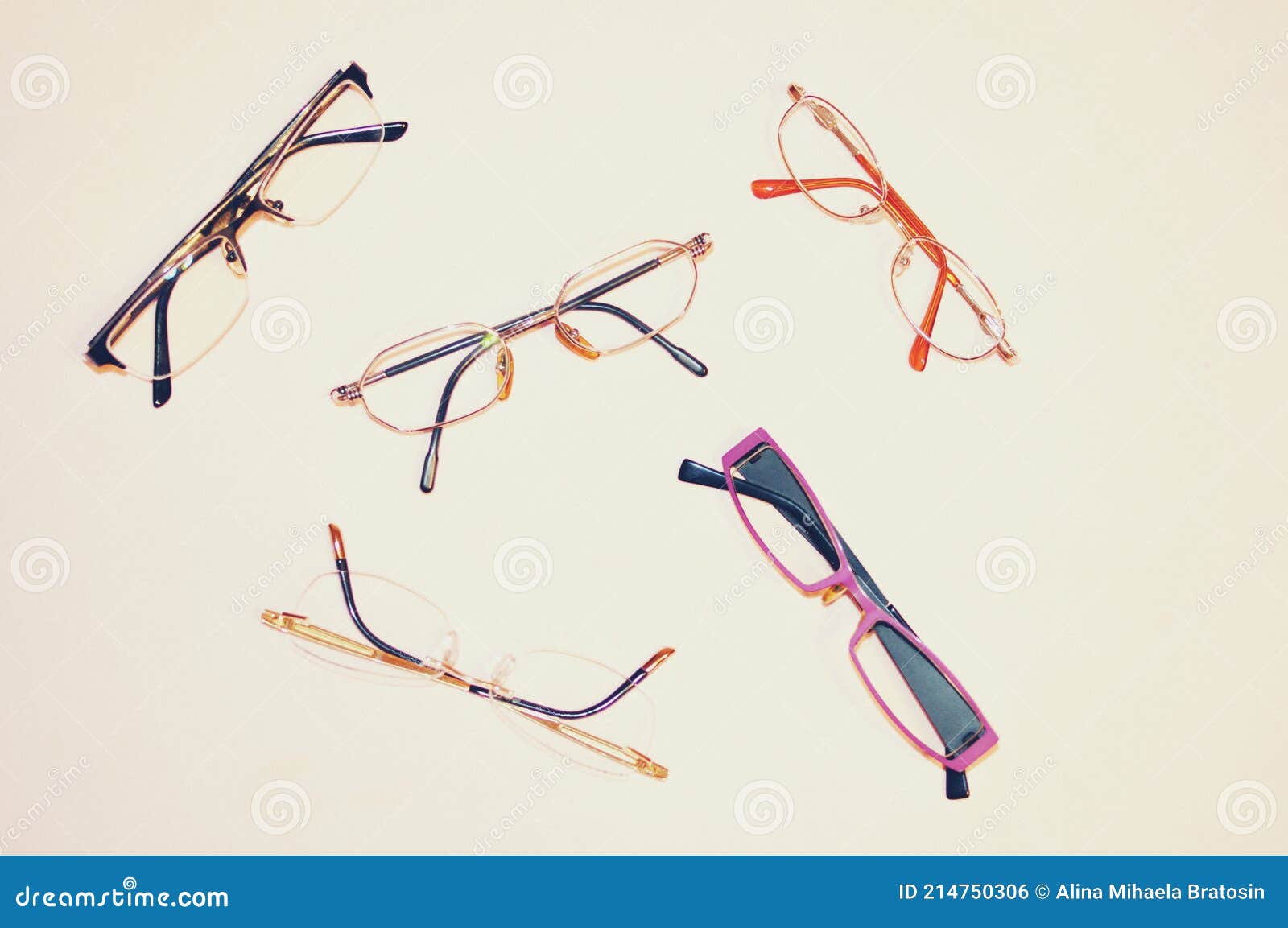 Different Colored Eyeglasses on White Background Stock Photo - Image of ...
