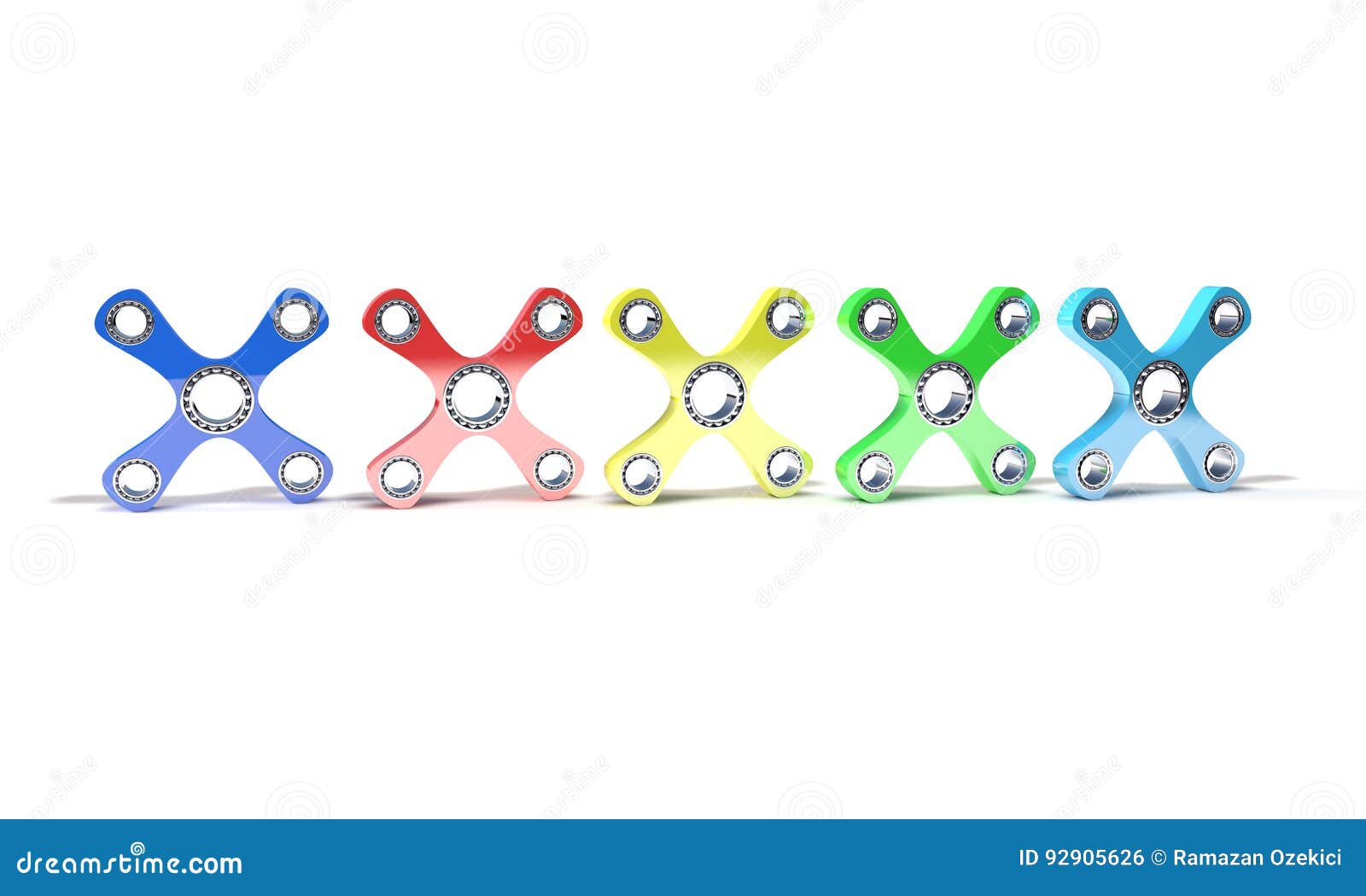 Different Colored Four Hand Fidget Spinner, 3d Render Stock ...