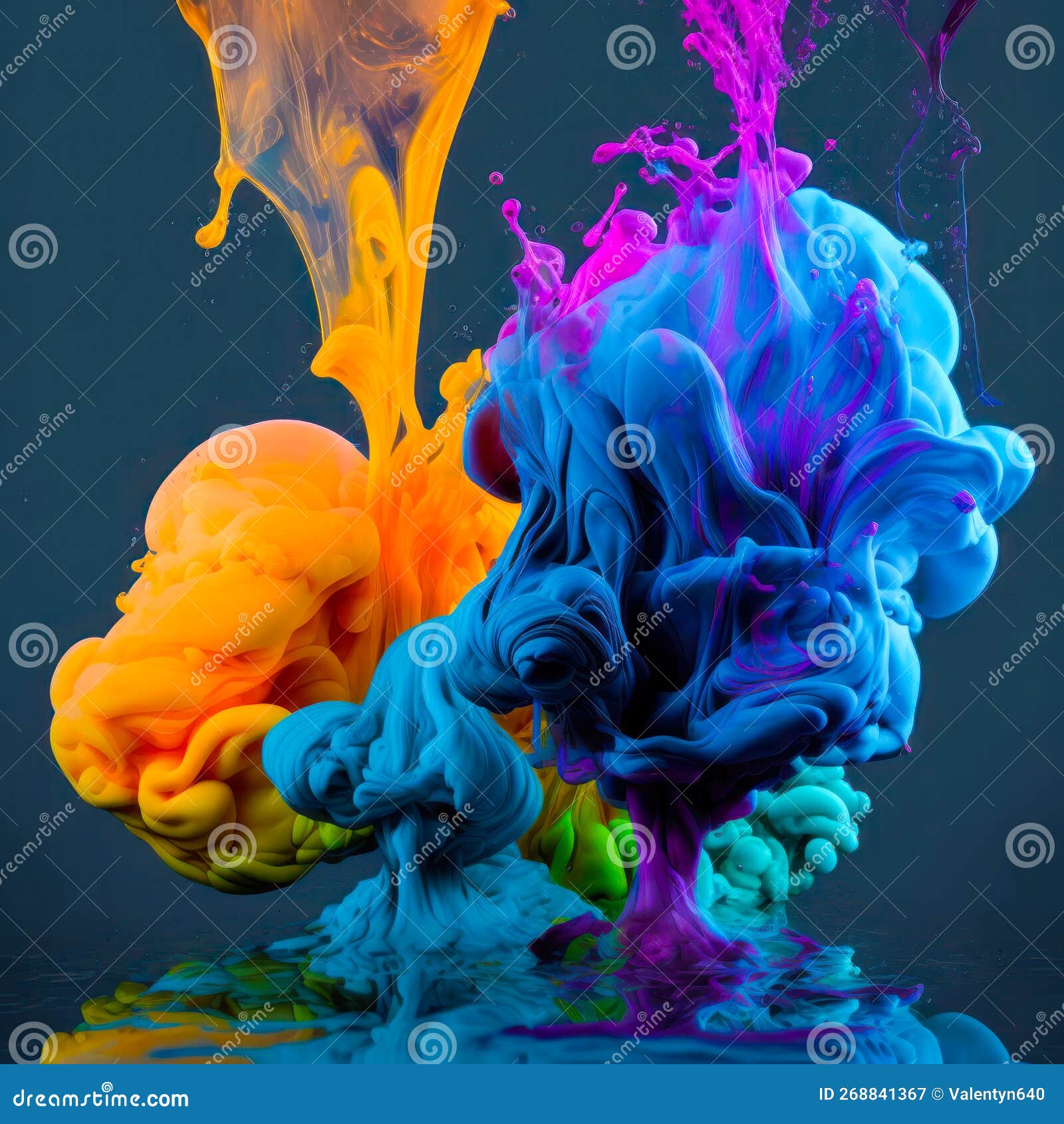 Different Colored Inks Floating in Water. Generative AI Stock Image ...