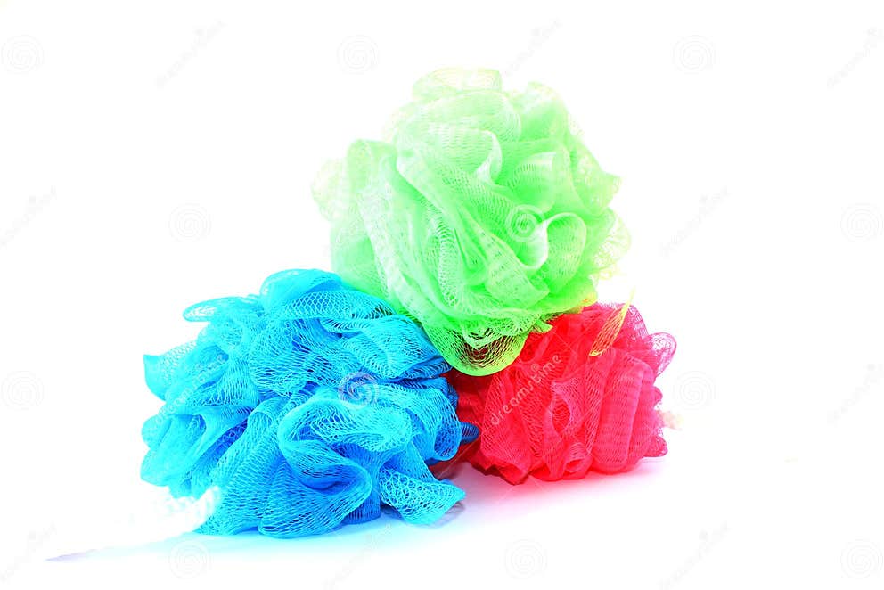 Different Colored Loofahs stock photo. Image of showering - 25584256
