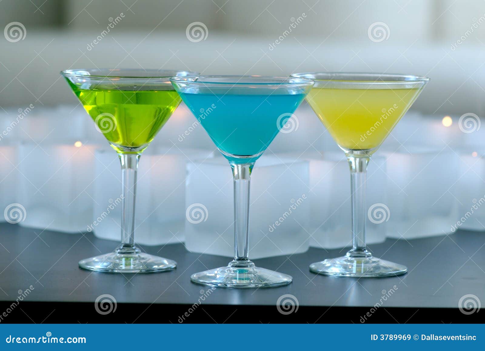 Different Colored Martinis with Candles Stock Image - Image of ...