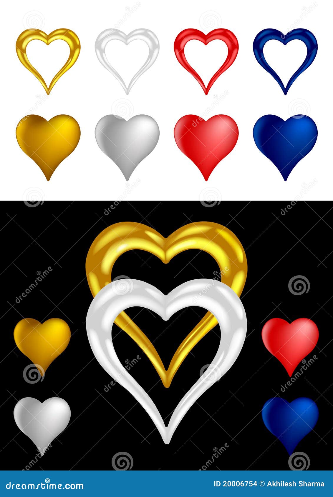 Different Colored Metallic Heart Shape Stock Vector - Illustration of ...