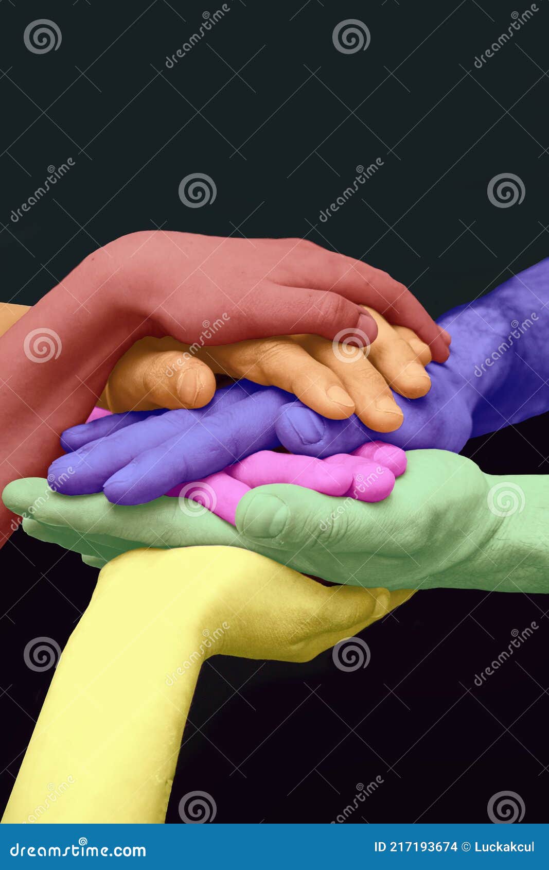 Colored Palms on Each Other. Together Concept. we Stick Together ...