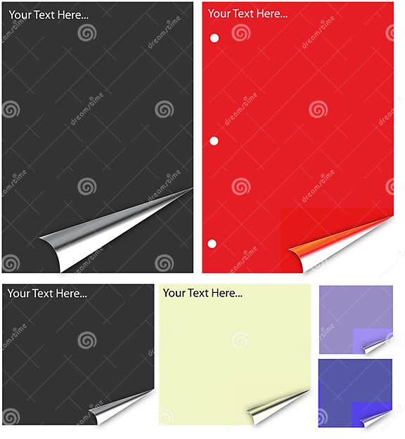 Different Colored Paper with Realistic Page Curl. Stock Illustration ...